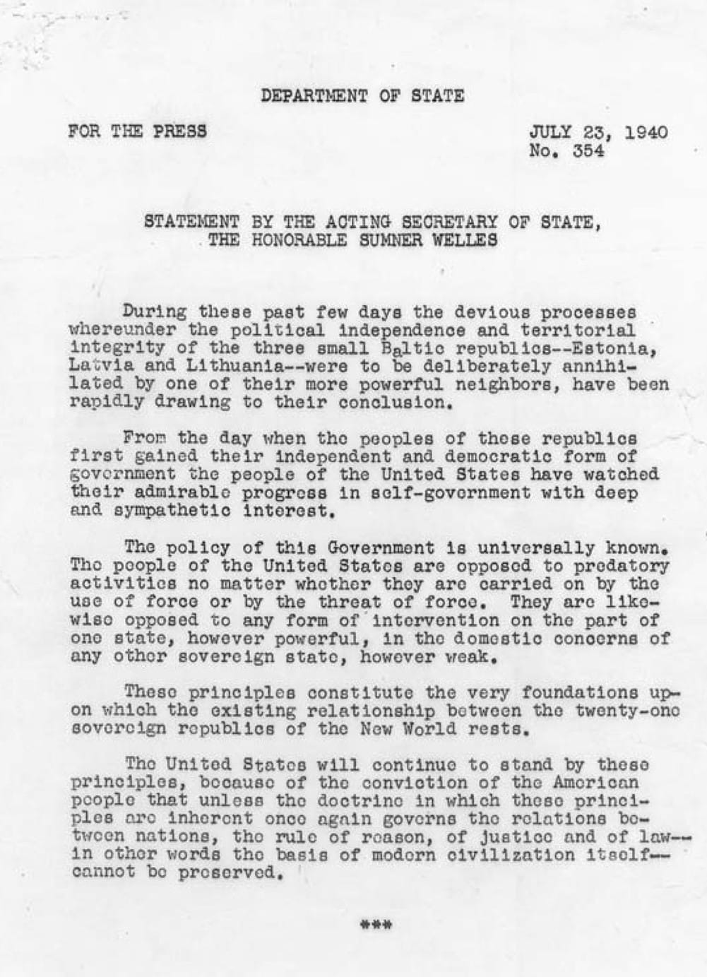 85th Anniversary of the Welles Declaration - EANC - ERKU